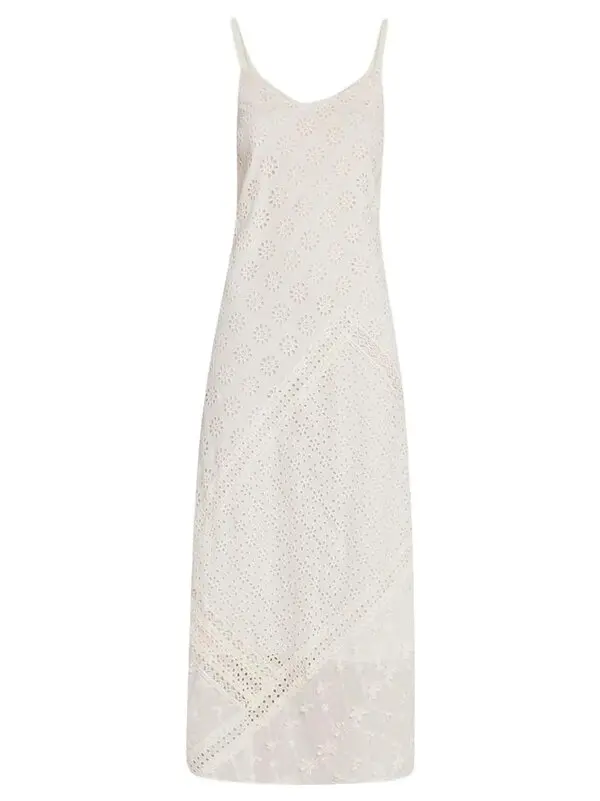 Johnny Was Gigi Eyelet-embroidered Cotton-blend Maxi Dress - White