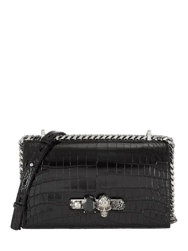 Alexander McQueen Jewelled Satchel In Leather - Black