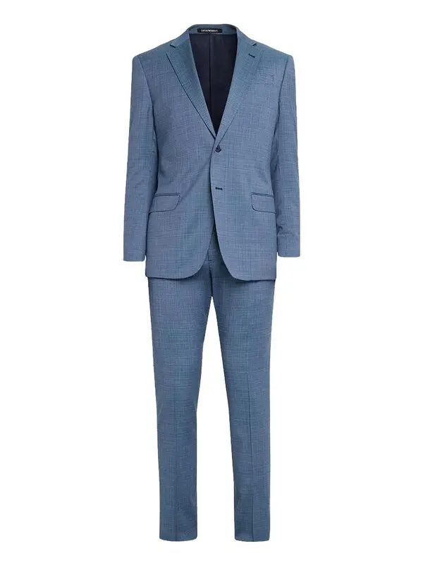 Emporio Armani Micro-textured Wool Single-breasted Suit - Blue