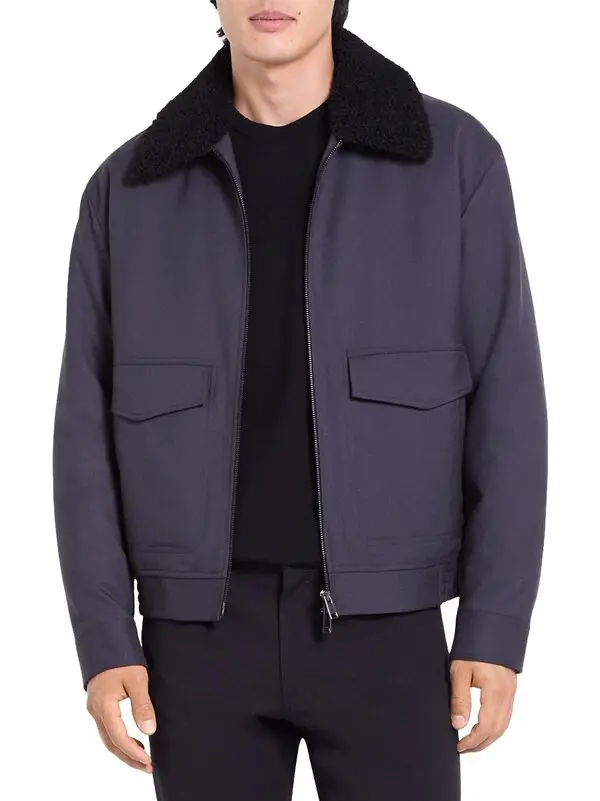 Theory Pressed Twill Aviator Jacket - Phantom Grey