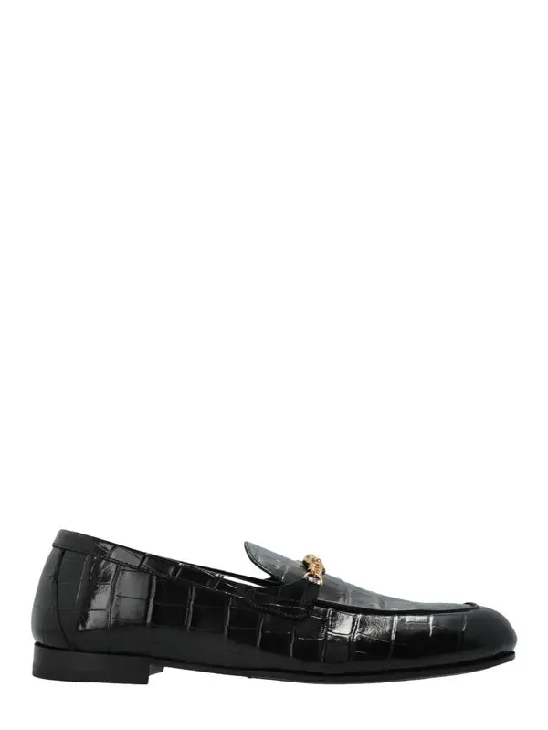 Versace Embossed Chain Detailed Loafers - Black