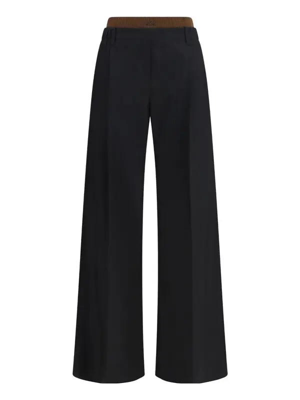 Loewe Wide-leg Pants With Ribbed Waistband - Black