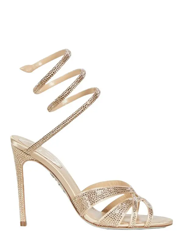 Rene Caovilla Dania Embellished Heeled Sandals - Gold