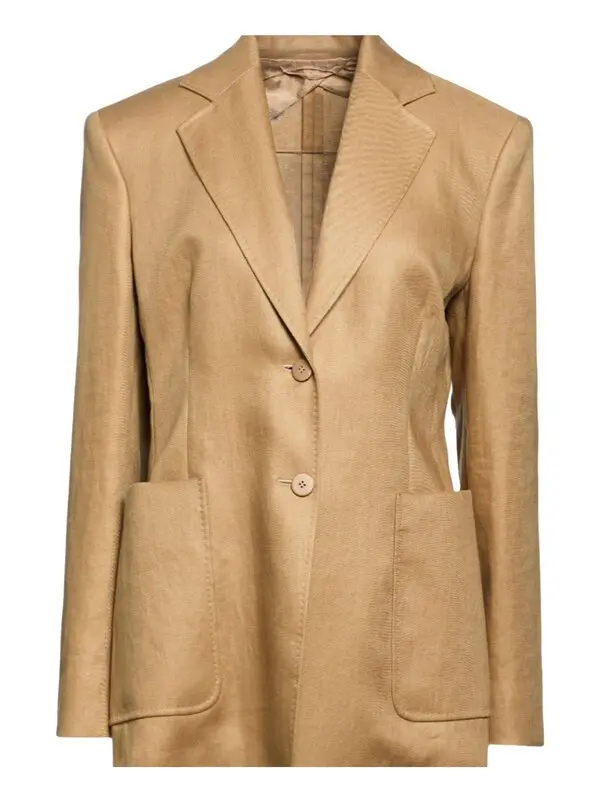 Max Mara Minimalist Linen Blazer - Camel