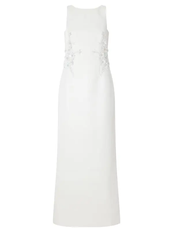 Rebecca Vallance Floral-appliquéd Darted Crepe Gown - White
