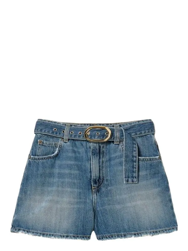 TWINSET Logo Denim Shorts - Blue