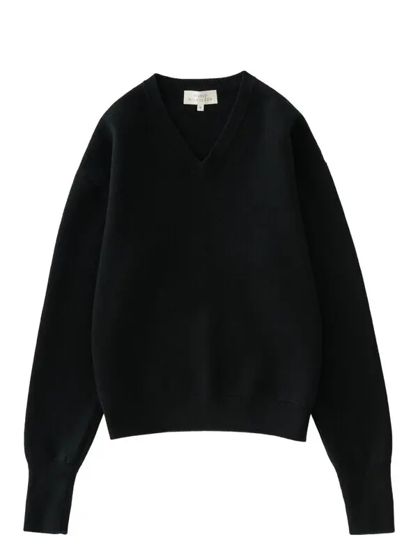 Studio Nicholson V-neck Long-sleeve Knit Top - Black