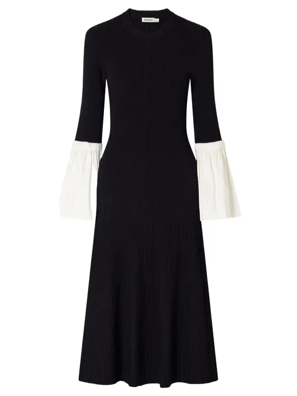 Simkhai Maelle Ribbed Knit Midi Dress - Black