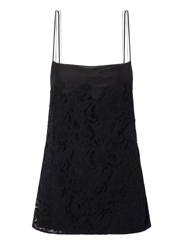 Khaite Lace-trimmed Voile Tank - Black