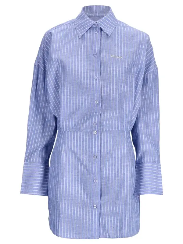 WRSTBHVR Pinstripe-pattern Mini Shirt Dress - Lavender