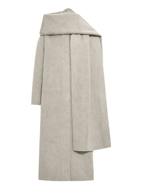 Soeur Draped Scarf-collar Oversized Wool Long Coat - Nude