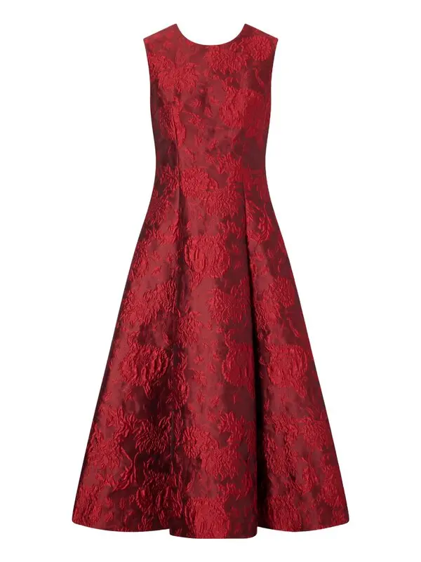 EMILIA WICKSTEAD Pleated Floral-cloqué Midi Dress - Red
