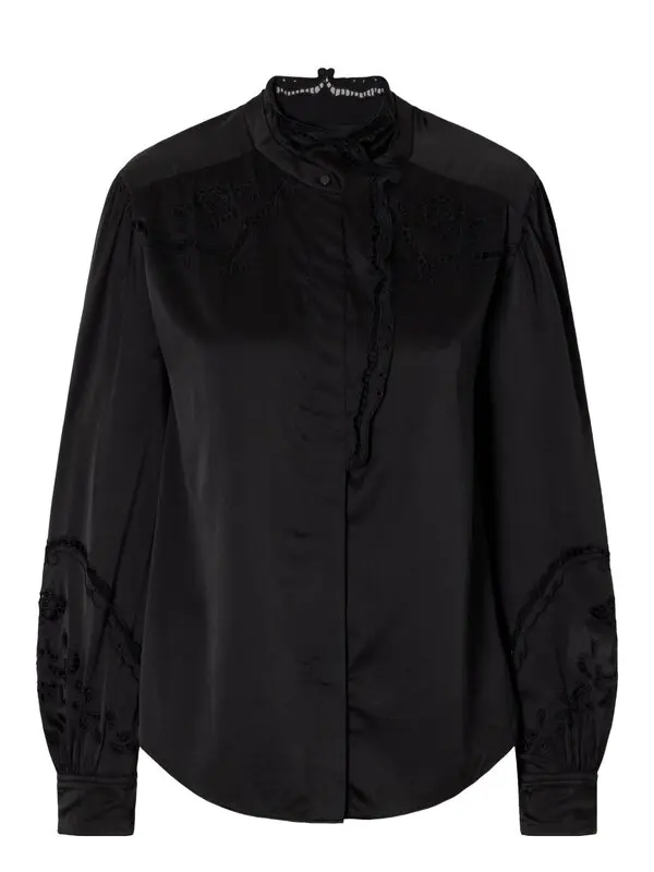 Isabel Marant Étoile Broderie Anglaise Silk-blend Blouse - Black