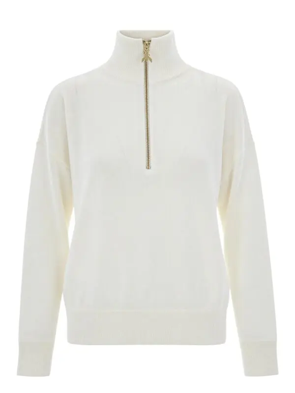 Patrizia Pepe Zip-up Collar High Neck Pullover - Vanilla
