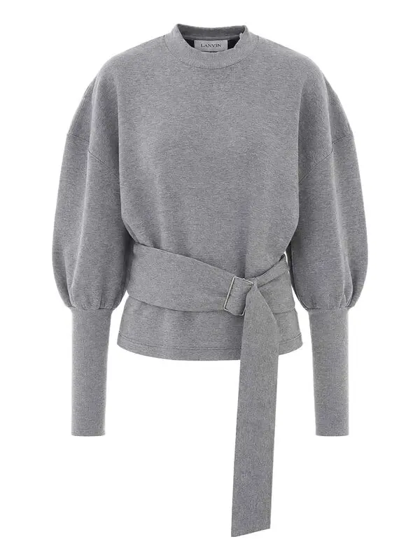 LANVIN Long-sleeve Tie-detail Sweatshirt - Grey