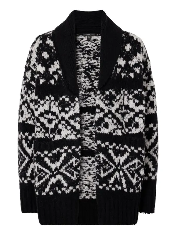 JAMES PERSE Intarsia-knit Wool-blend Cardigan - Black