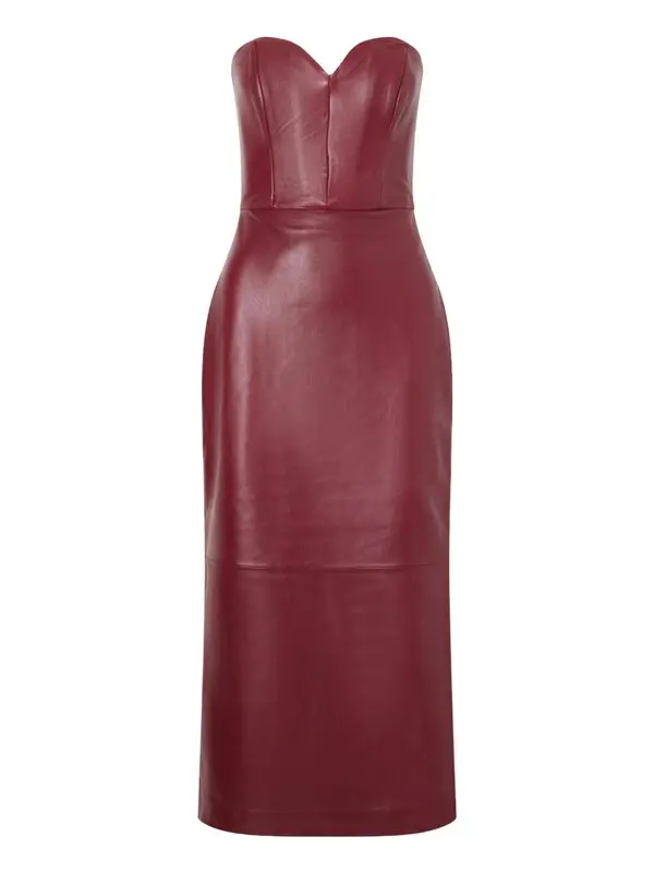 Alex Perry Paneled Leather Midi Dress - Red