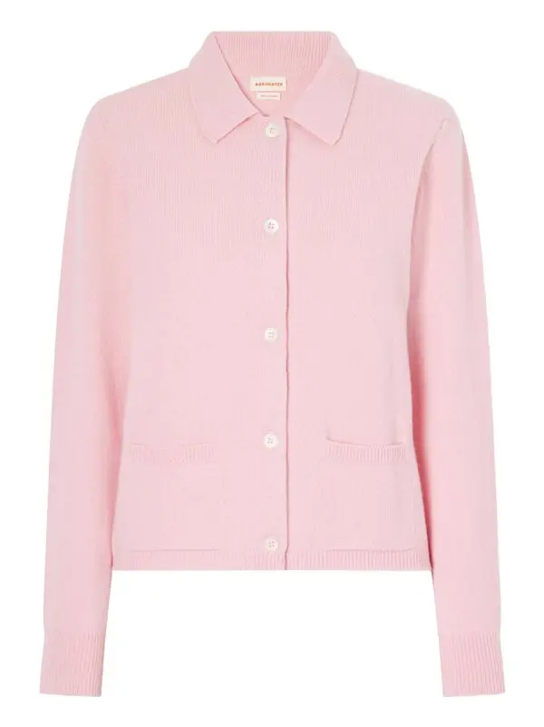 Daughter Wool Polo Cardigan - Pink