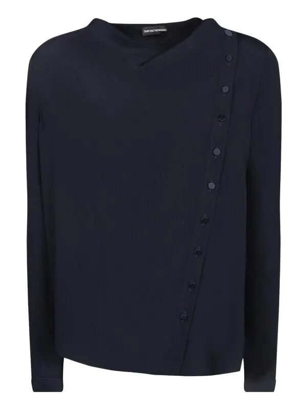 Emporio Armani Canneté Fabric Blouse Signature Capsule - Blue