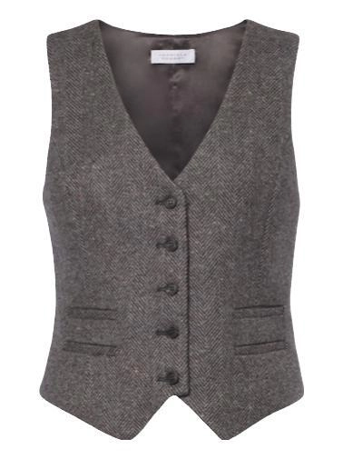 Gabriela Hearst Coleridge Herringbone Cashmere And Wool Vest - Black