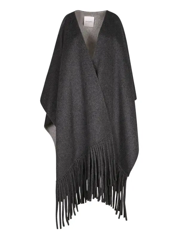 ERMANNO FIRENZE Fringed Cape - Grey