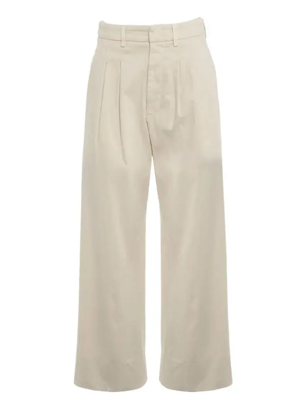 DONDUP Pleated Wide-leg Casual Trousers - White