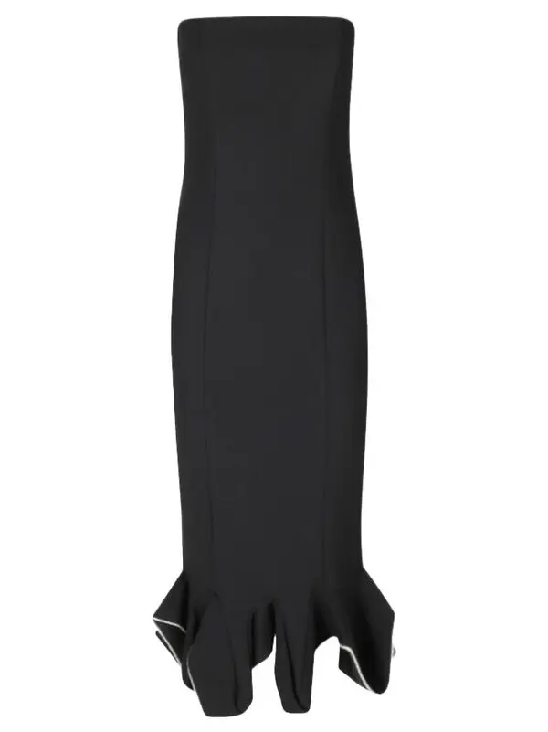ROTATE BY BIRGER CHRISTENSEN Midi Ruffled Dress - Black