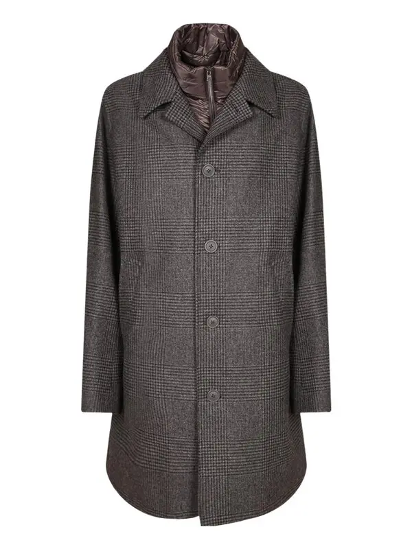 Herno Check-pattern Padded-bib Coat - Grey