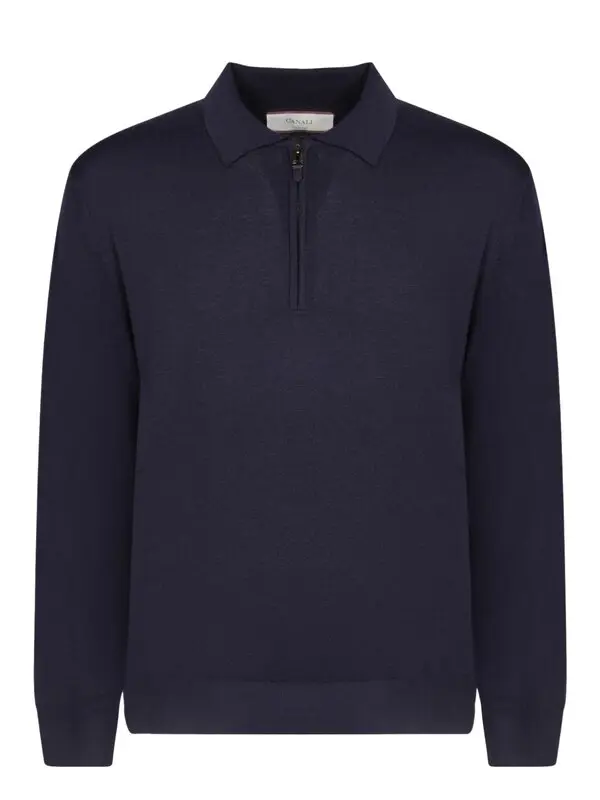 Canali Quarter-zip Polo-collar Sweater - Blue