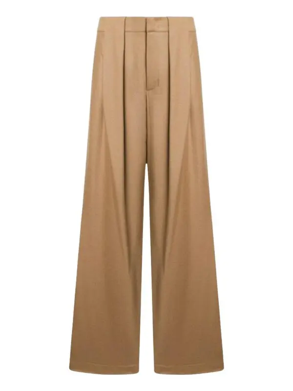 DONDUP Wool Pleated Casual Trousers - Camel