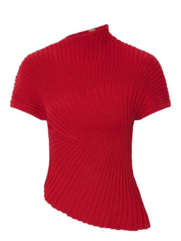 Cult Gaia Annemie Ribbed Top - Red