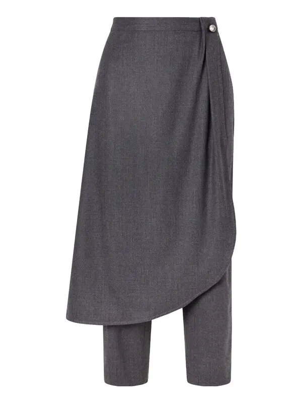 Maria Mcmanus Wrap-effect Lannel Straight-leg Pants - Black