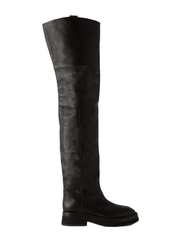 Paris Texas Paneled Full-grain Leather Over-the-knee Boots - Black