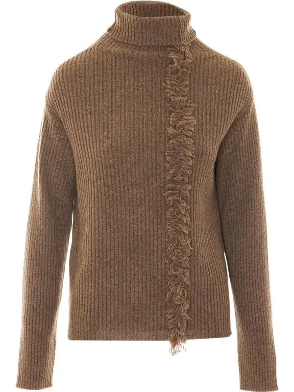 UMA WANG Long-sleeved Turtleneck Sweater - Brown