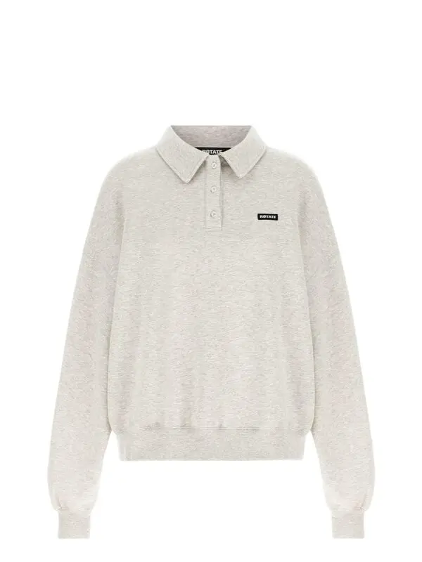 ROTATE BY BIRGER CHRISTENSEN Logo Patch Polo Sweatshirt - Gray