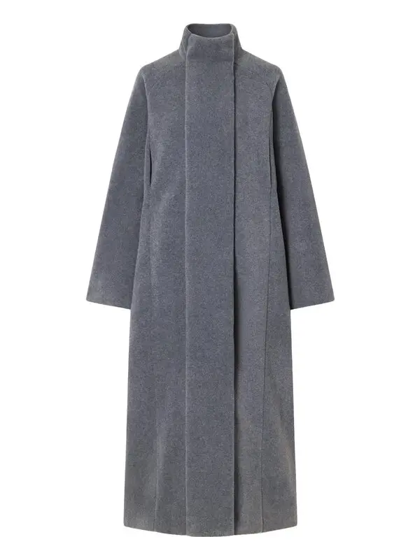 COLLEEN ALLEN High-collar Fleece Coat - Gray