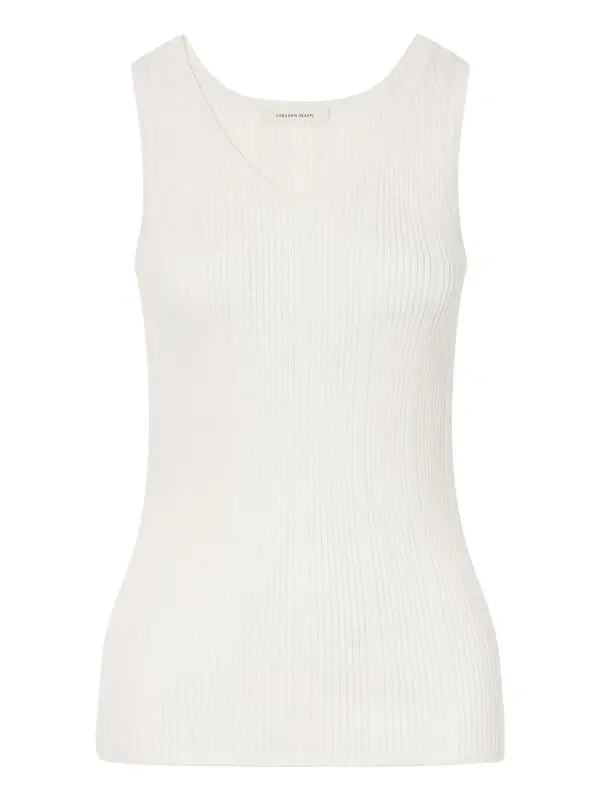 COLLEEN ALLEN Ribbed-knit Merino Wool Tank - Ivory