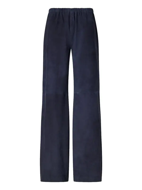 LA LIGNE Colby Paneled Suede Wide-leg Pants - Navy