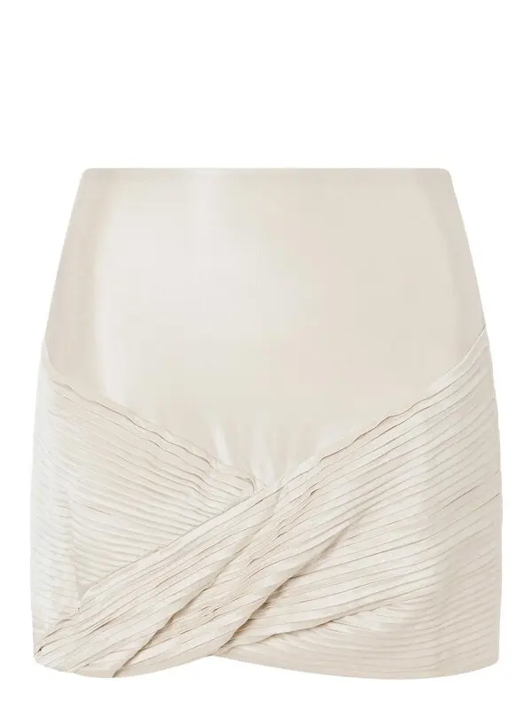 Rabanne Pleated Stretch-satin Mini Skirt - Neutrals