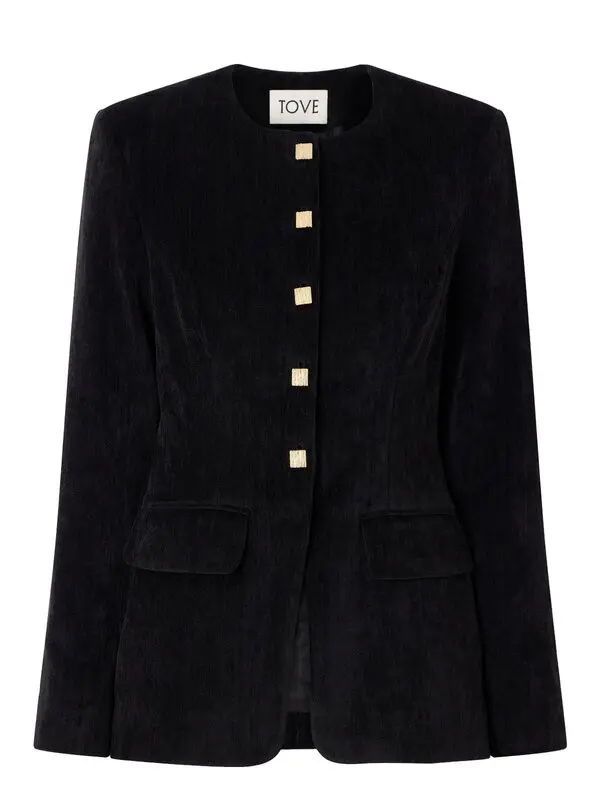 Tove Moya Button-embellished Velvet Jacket - Black