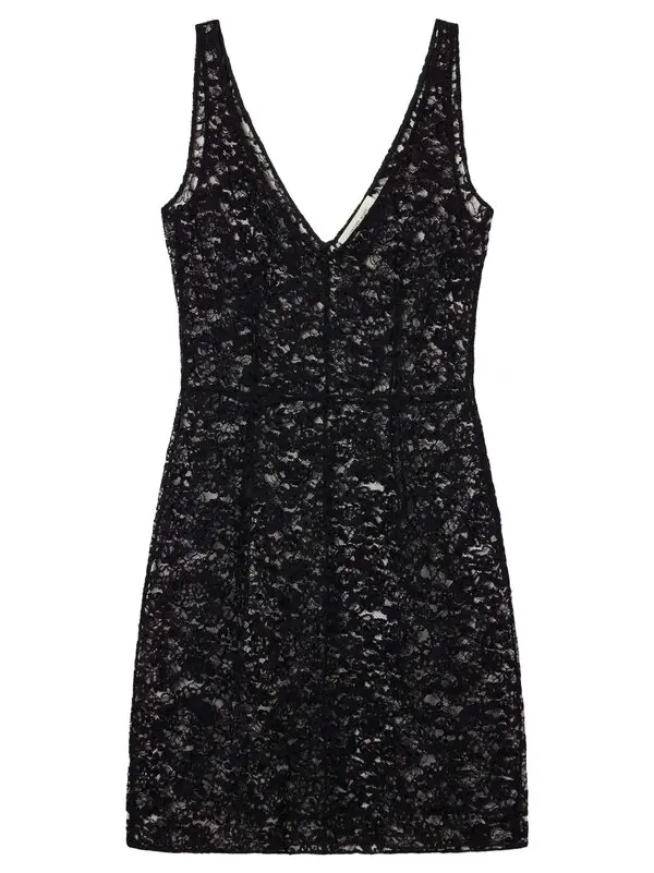 COLLEEN ALLEN Floral Cotton-blend Lace Mini Dress - Black