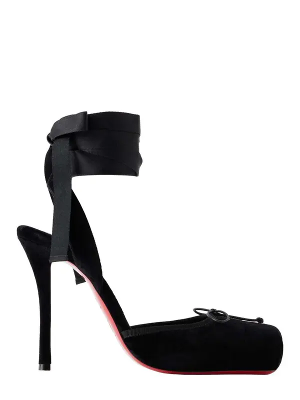 CHRISTIAN LOUBOUTIN Cassia Lace Up 100 Velvet Pumps - Black