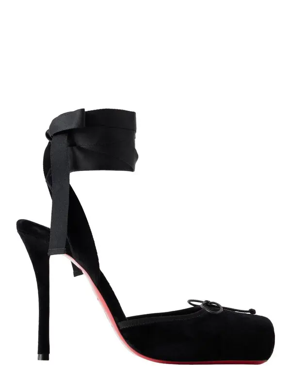 CHRISTIAN LOUBOUTIN Cassia Lace Up 100 Velvet Pumps - Black