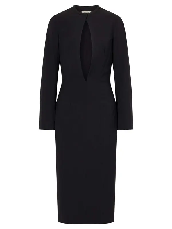 COLLEEN ALLEN Cut-out Stretch Wool-blend Midi Dress - Black