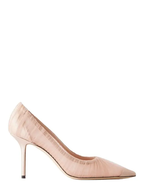 JIMMY CHOO Love 85 Gathered Tulle Pumps - Blush