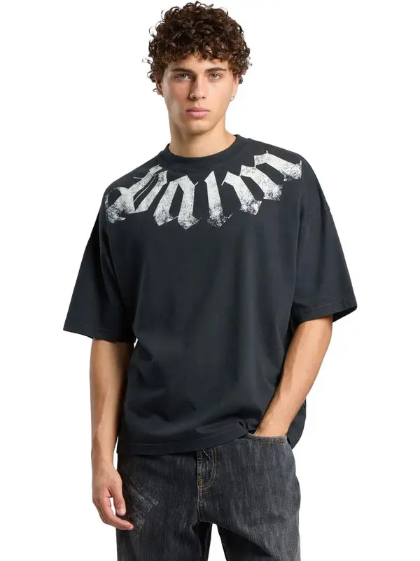Palm Angels Big Neck Logo Loose Tee - Black