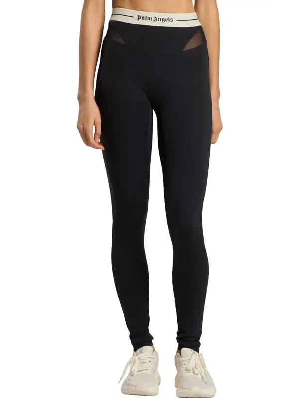 Palm Angels Logo Mix Layer Active Leggings - Black