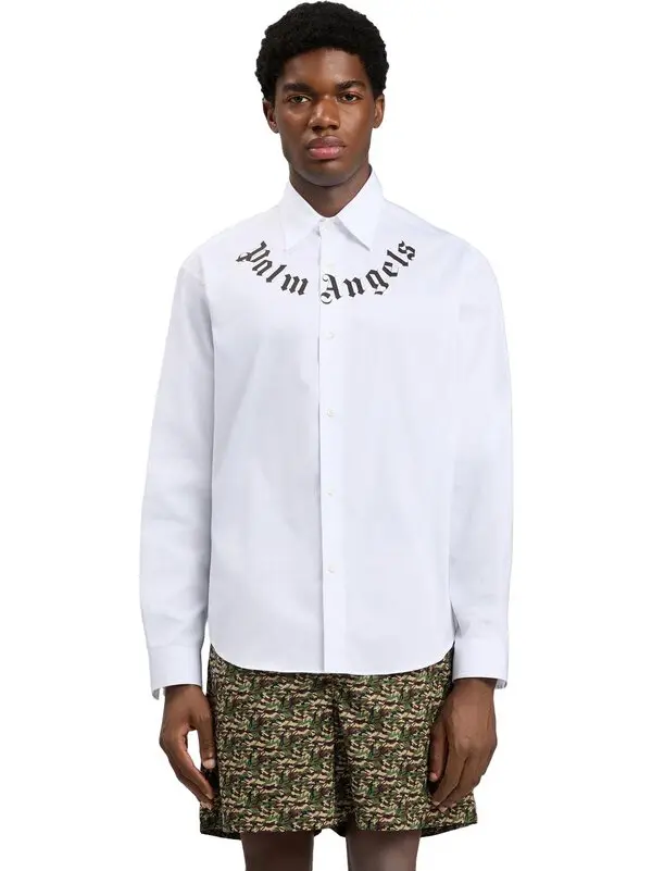 Palm Angels Neck Logo Shirt - White