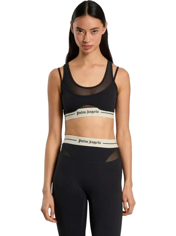 Palm Angels Logo Mix Layer Active Top - Black