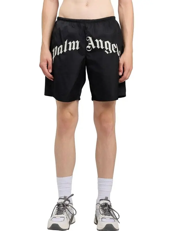 Palm Angels Curved Logo Classic Swimshort - Black